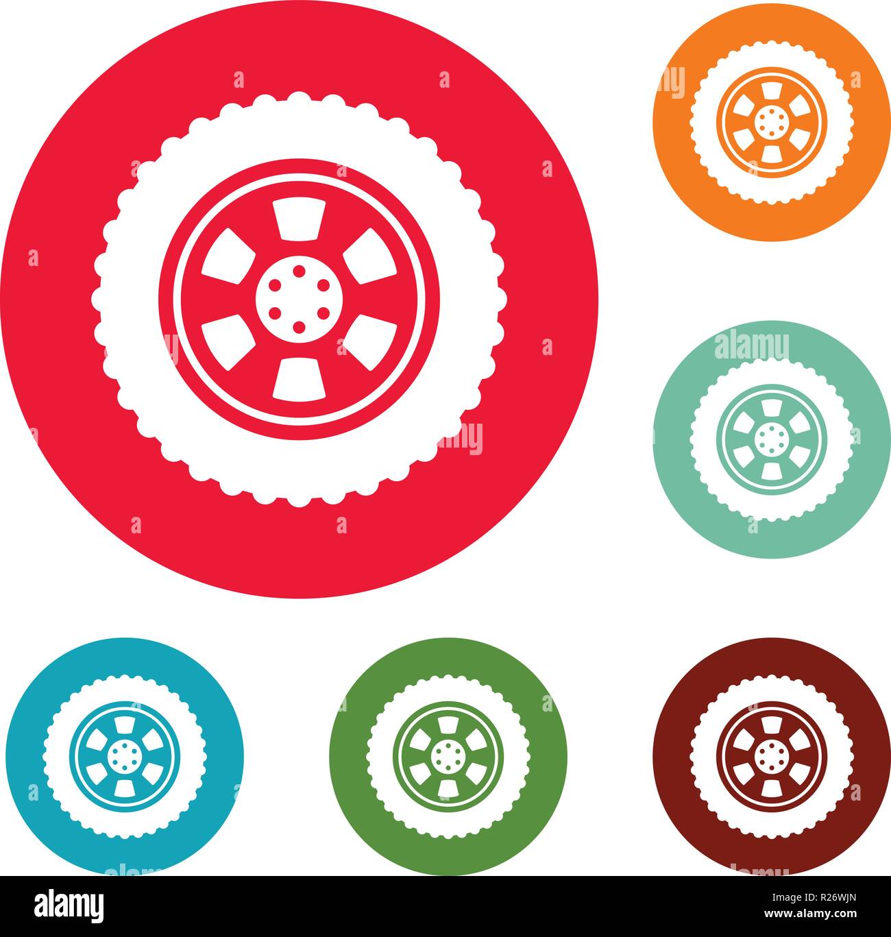 One tire icons circle set vector isolated on white background Stock ...