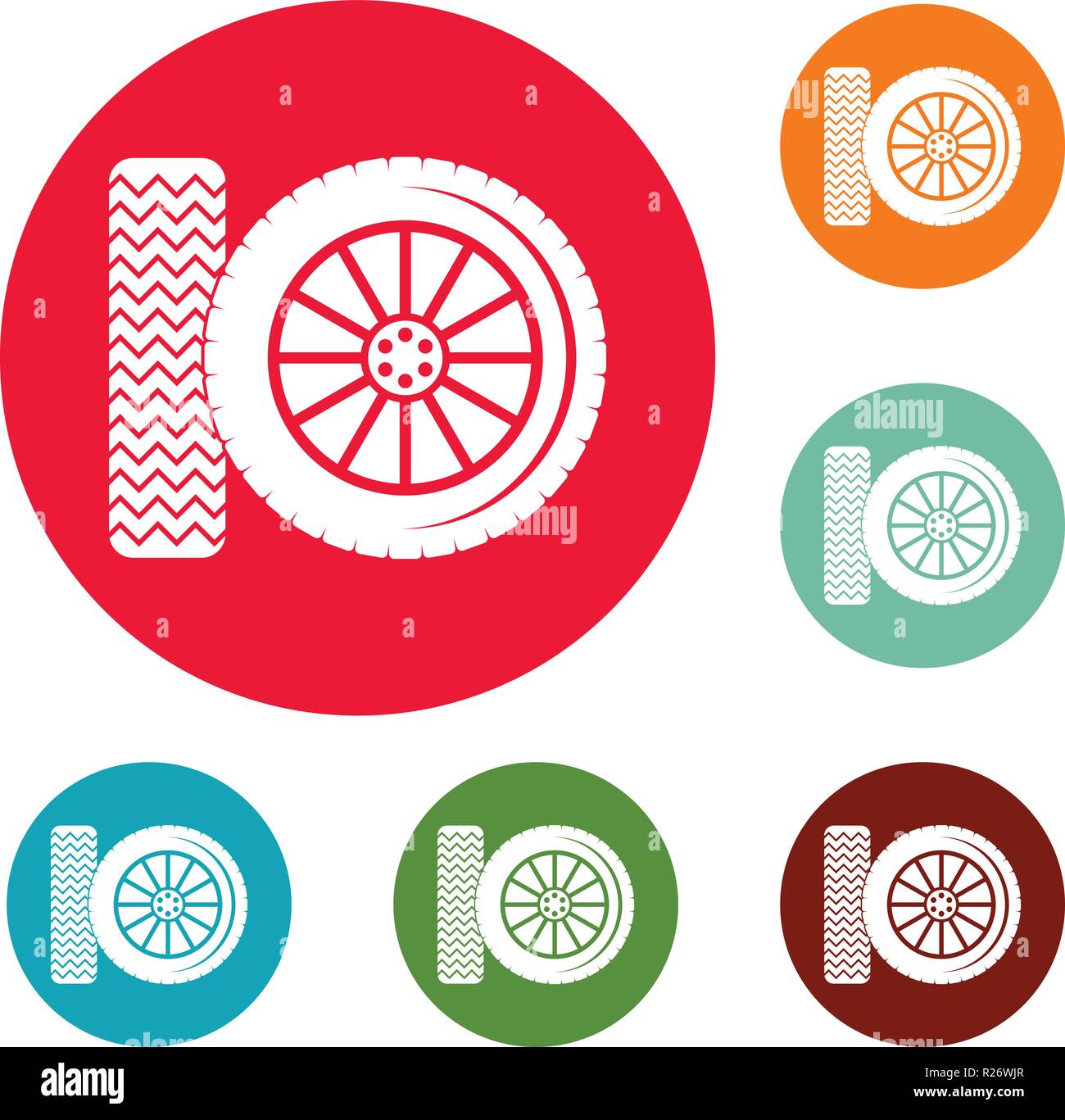 Car tire icons circle set vector isolated on white background Stock ...