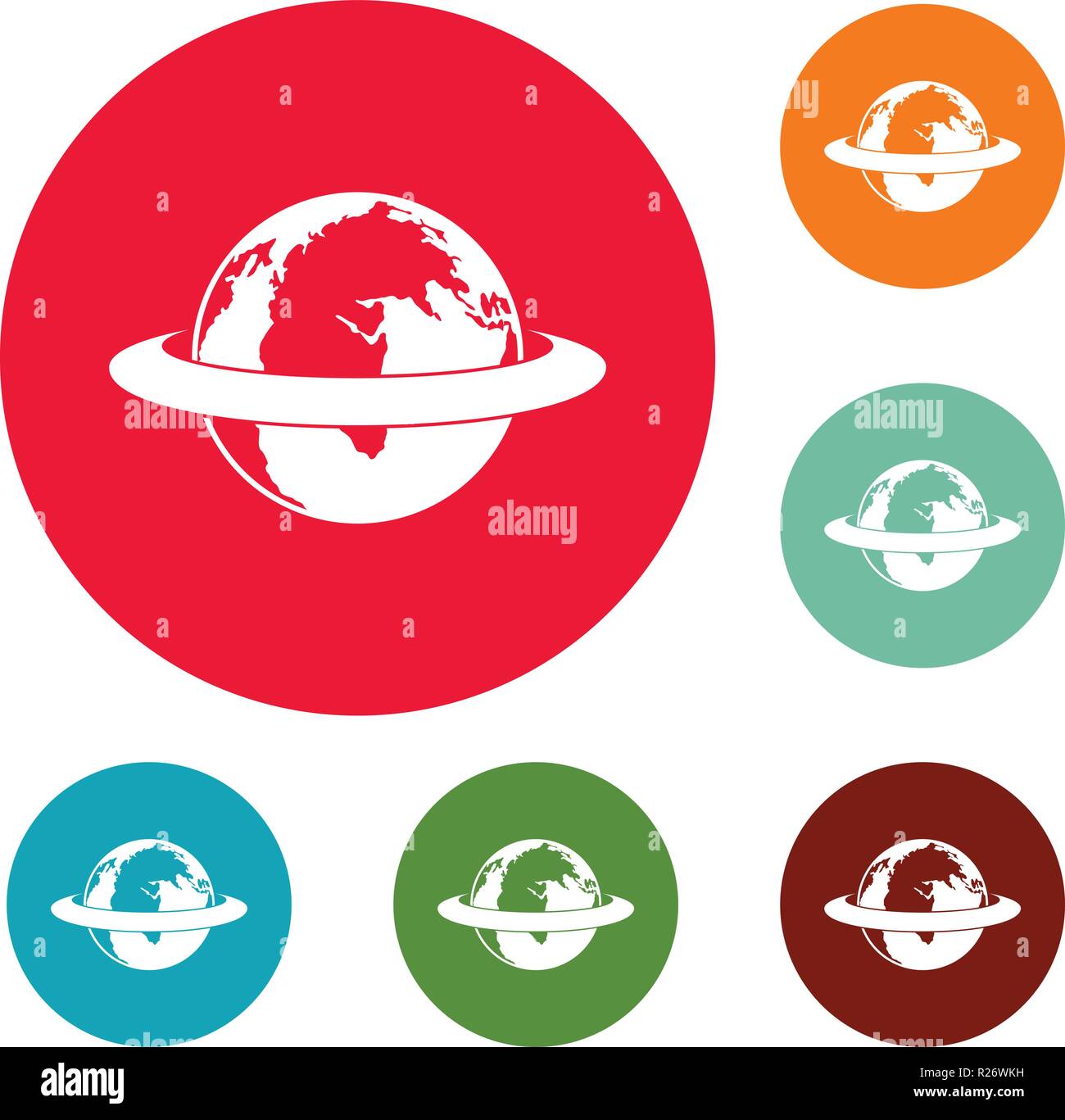 Around the earth icons circle set vector isolated on white background ...