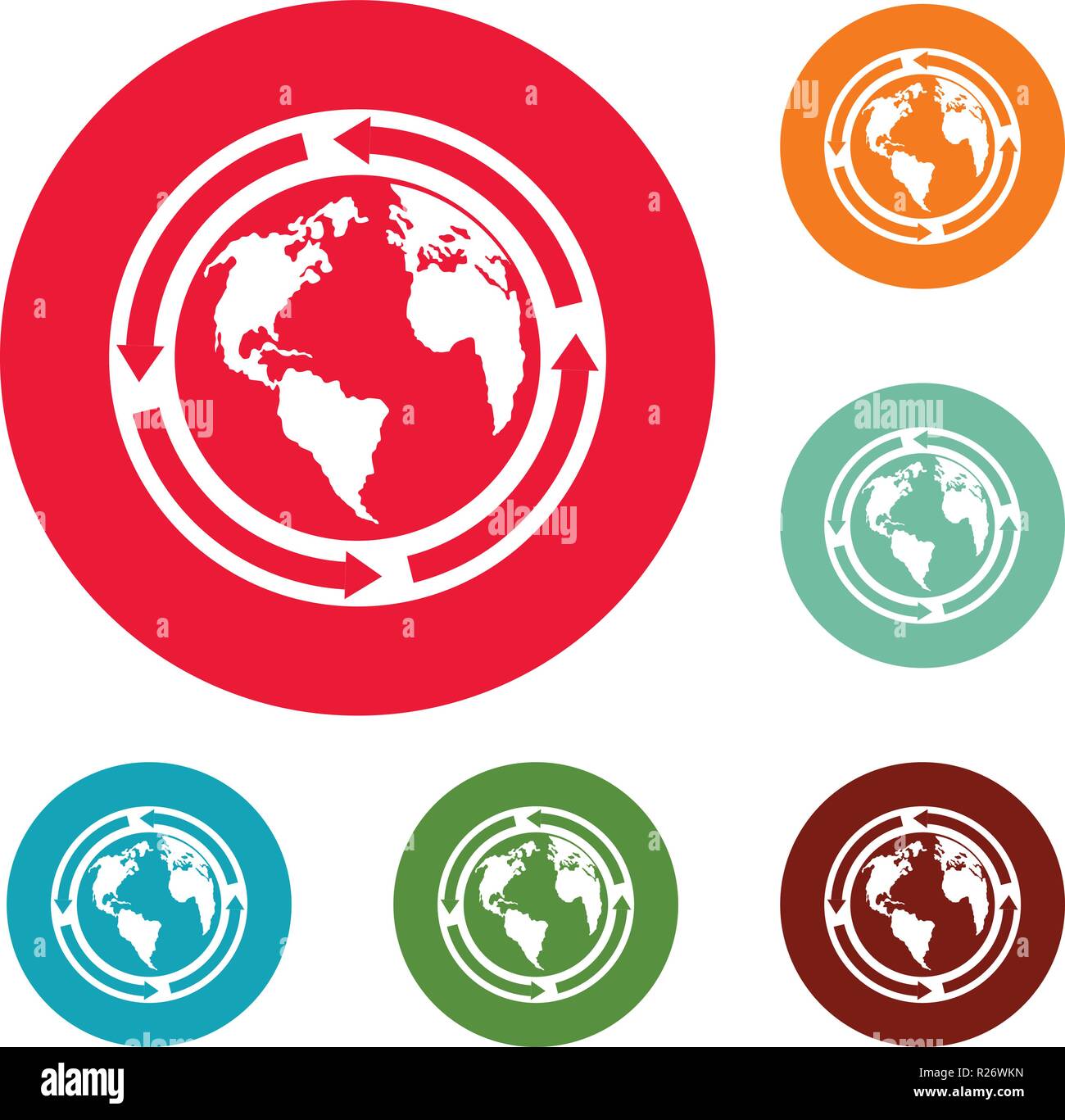 Earth icons circle set vector isolated on white background Stock Vector ...