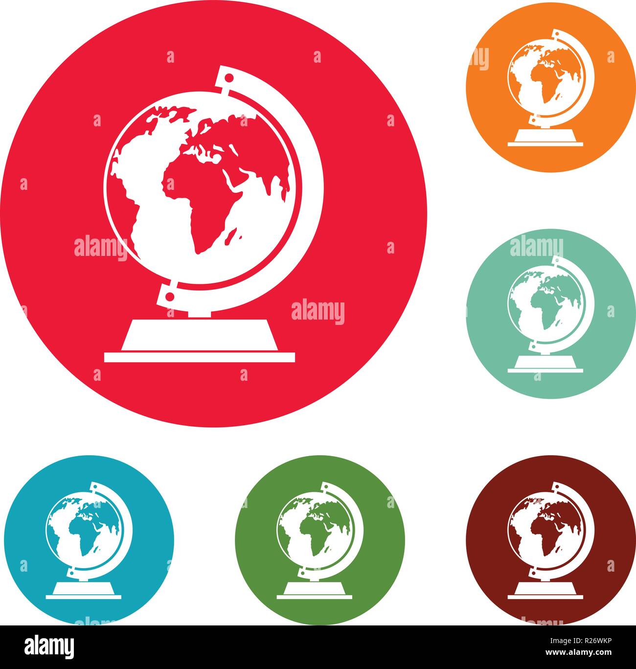 Globe icons circle set vector isolated on white background Stock Vector ...