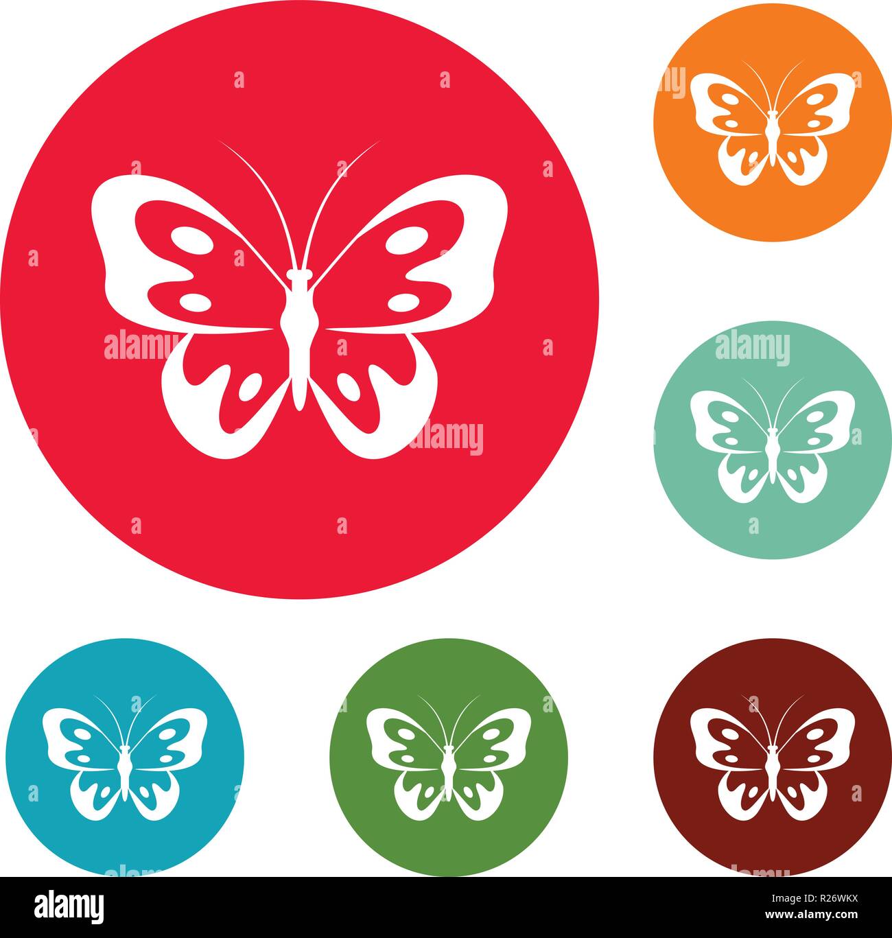 Butterfly in wildlife icons circle set vector isolated on white ...