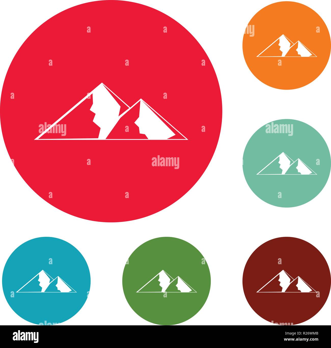 Mountain for extremal icons circle set vector isolated on white ...