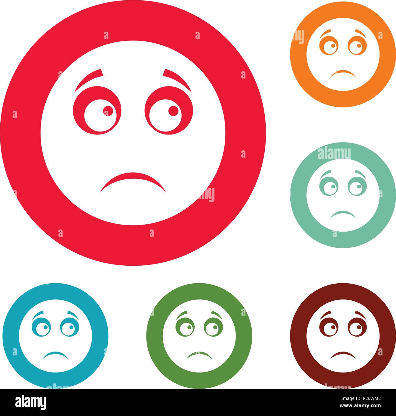 Sad smile icons circle set vector isolated on white background Stock ...