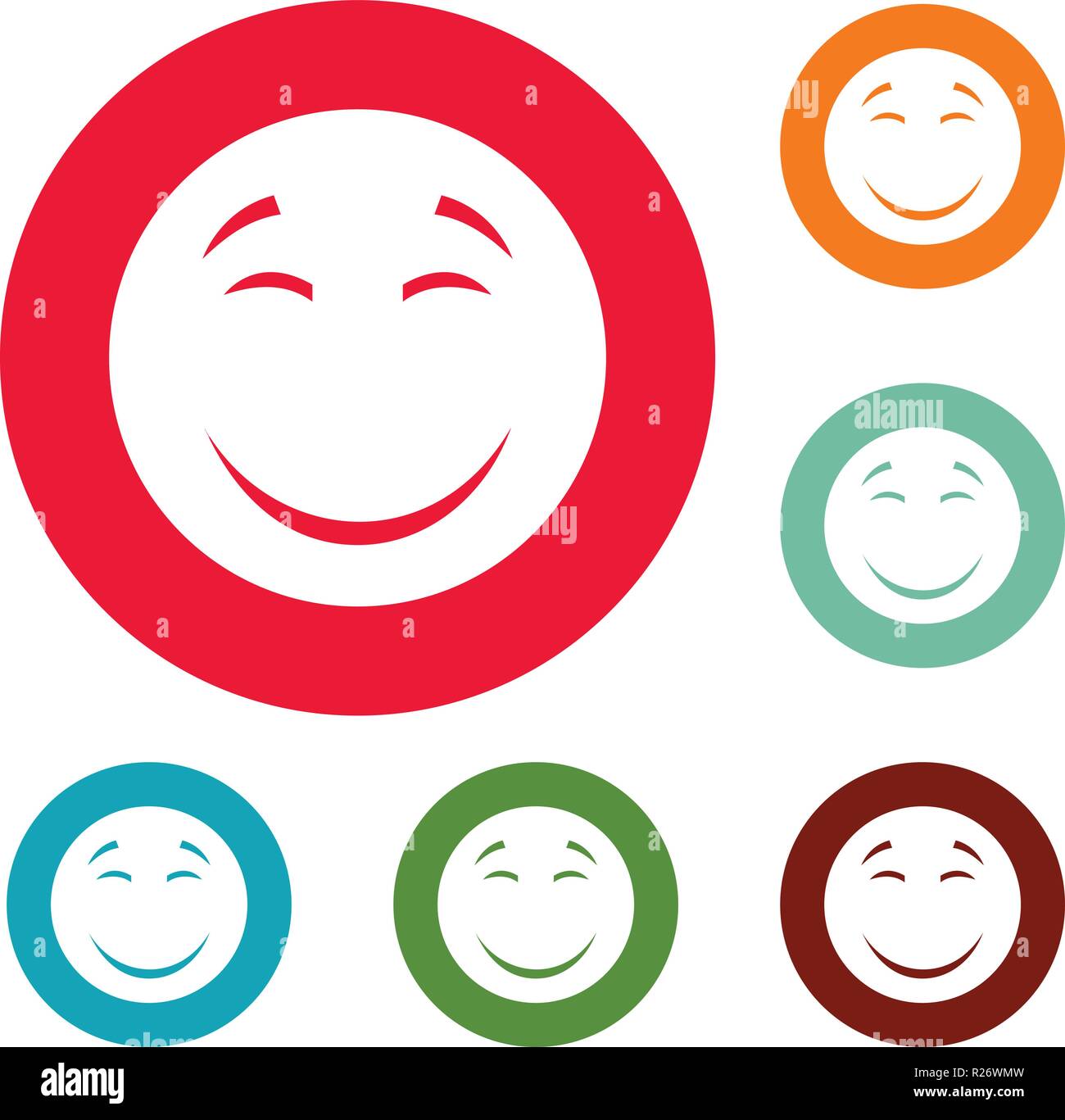 Smile icons circle set vector isolated on white background Stock Vector ...