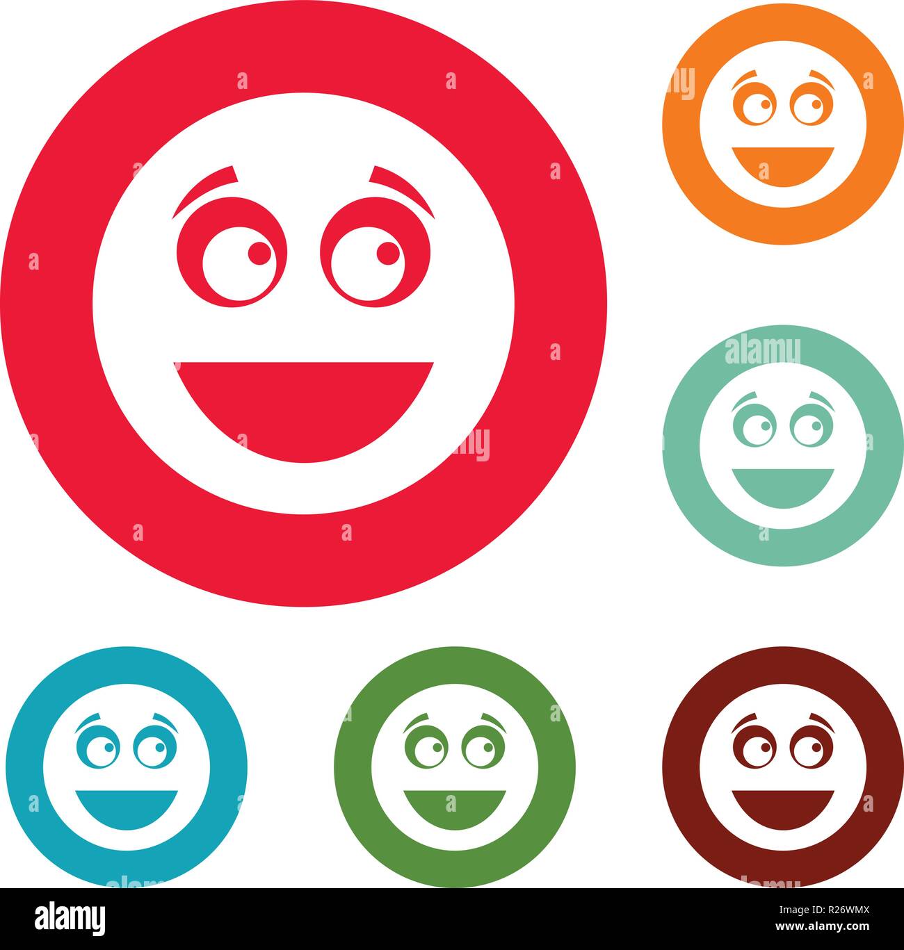 Smile icons circle set vector isolated on white background Stock Vector ...
