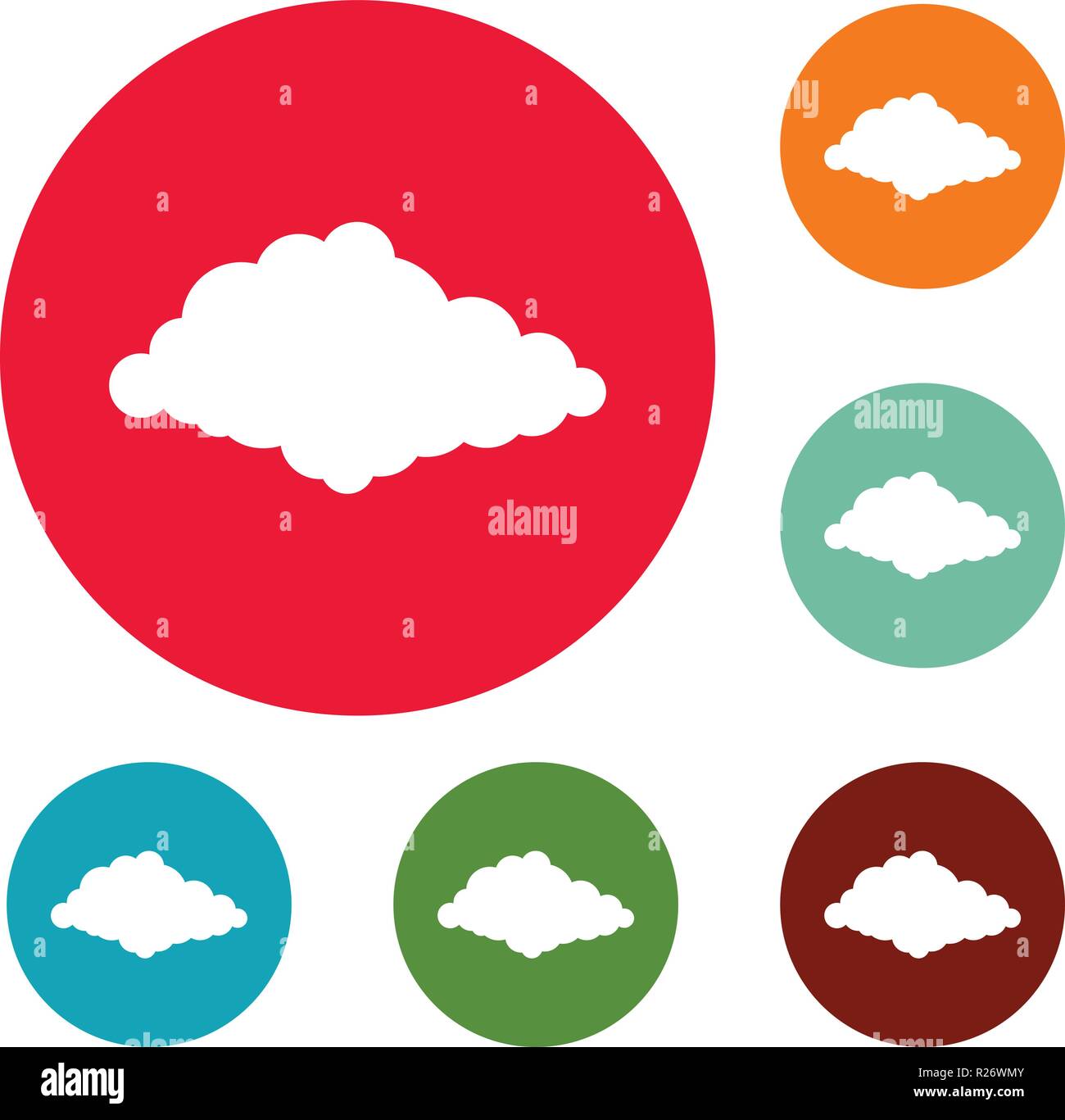 Cloudiness icons circle set vector isolated on white background Stock ...