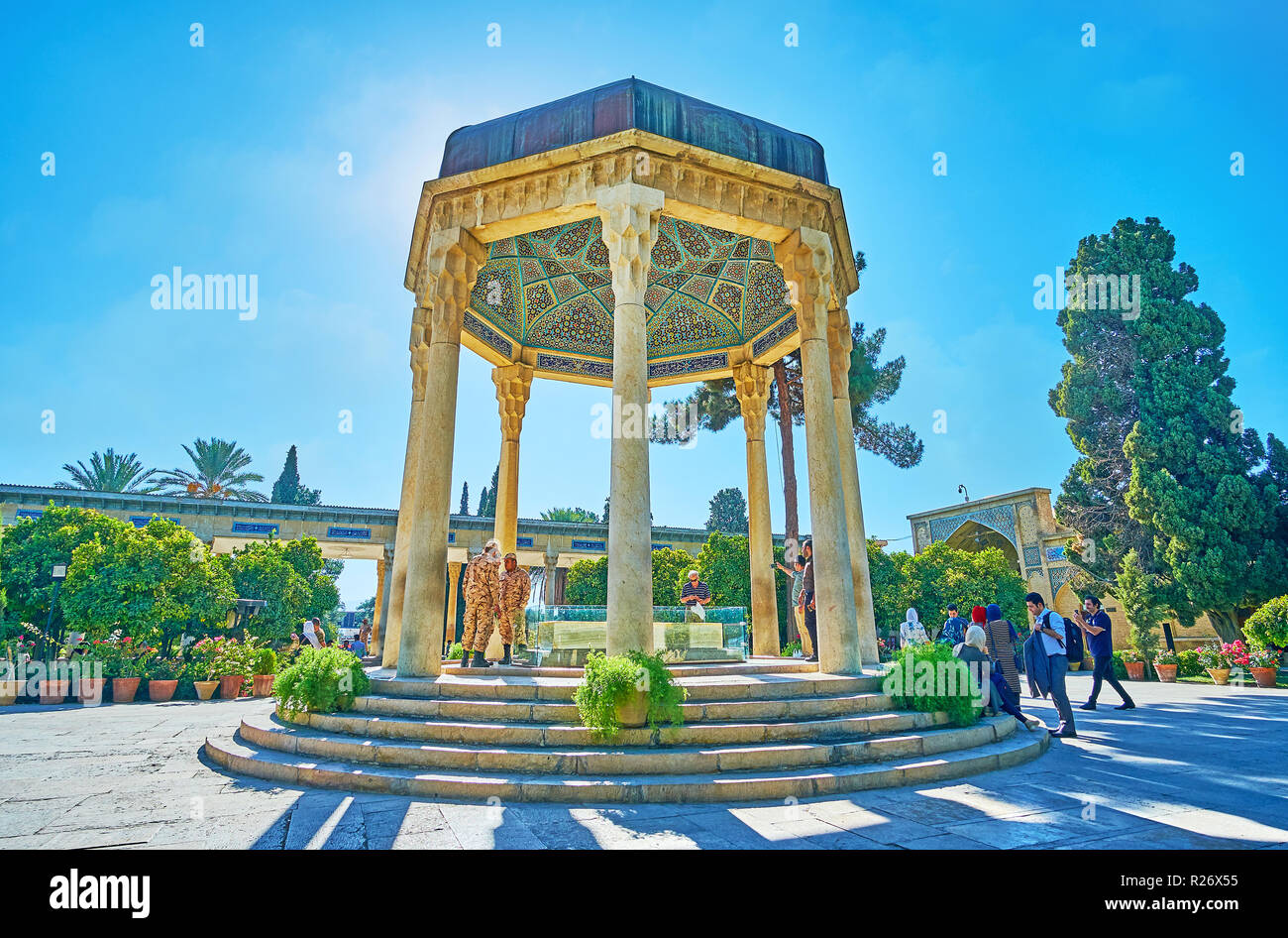 SHIRAZ, IRAN - OCTOBER 13, 2017: The Tomb of Hafez is popular place in ...