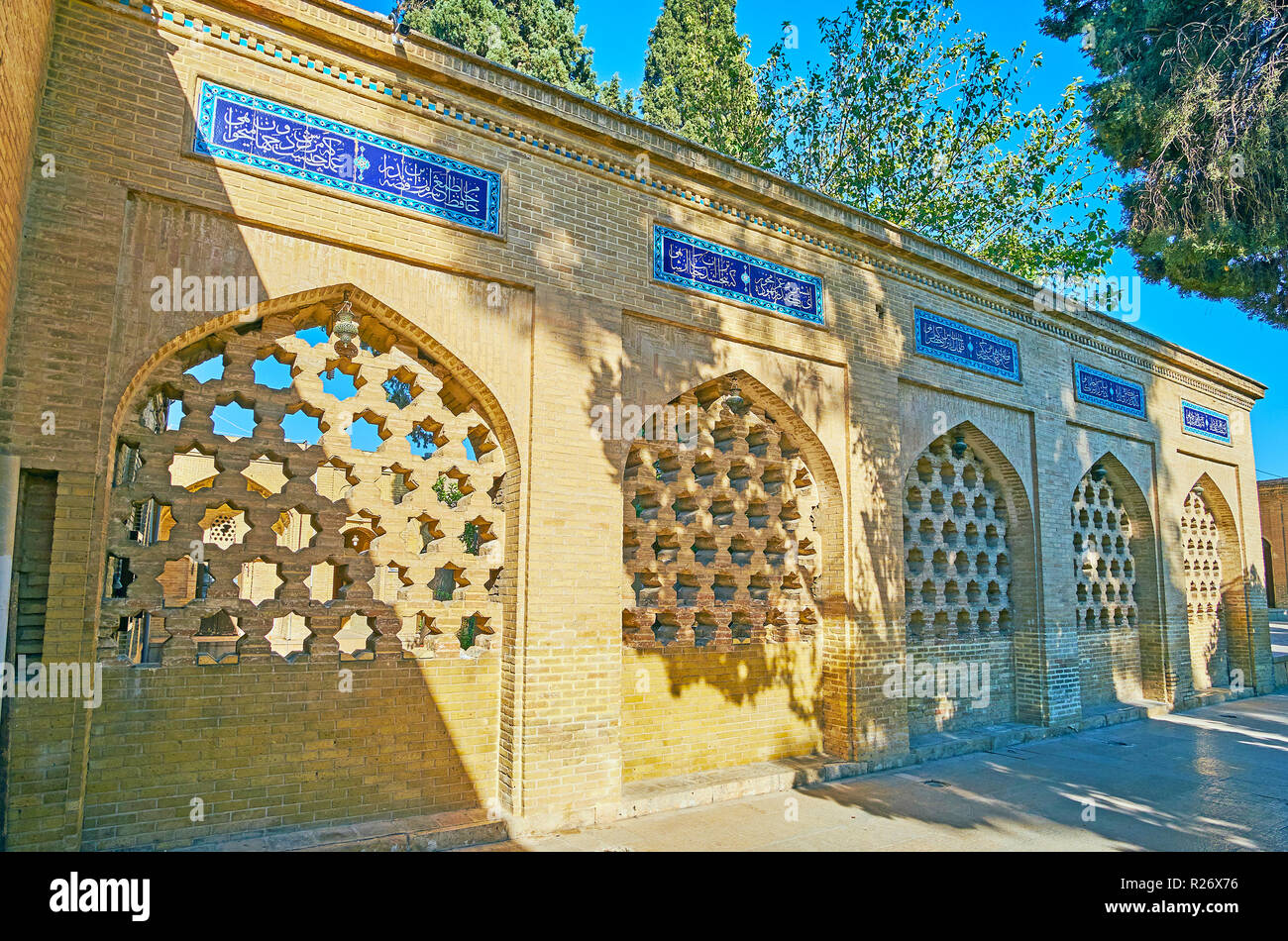 The scenic persian screens with stellar pattern decorate the fence of ...