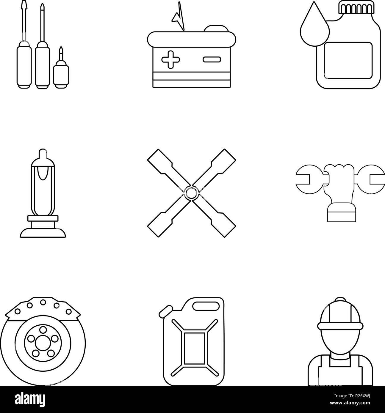 Ignition icons set, outline style Stock Vector Image & Art - Alamy