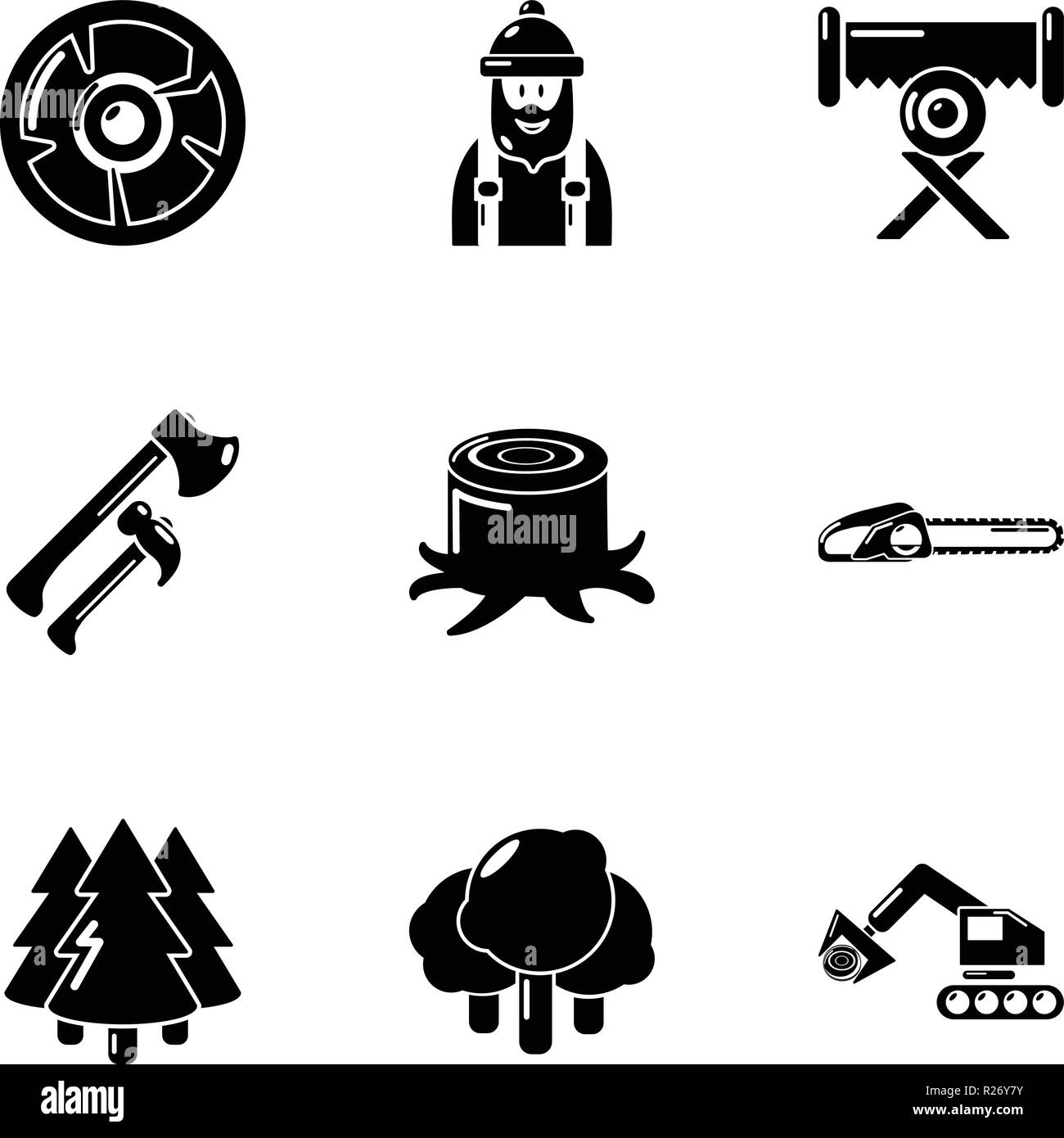 Logging icons set, simple style Stock Vector Image & Art - Alamy