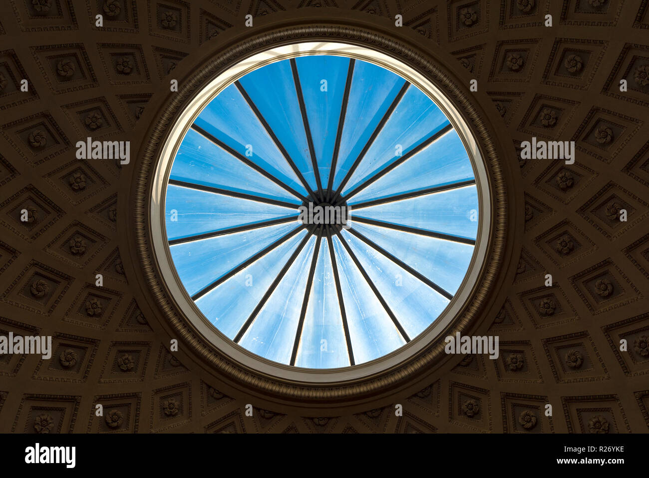 The round window in the ceiling of the Vatican. The attraction of the ...