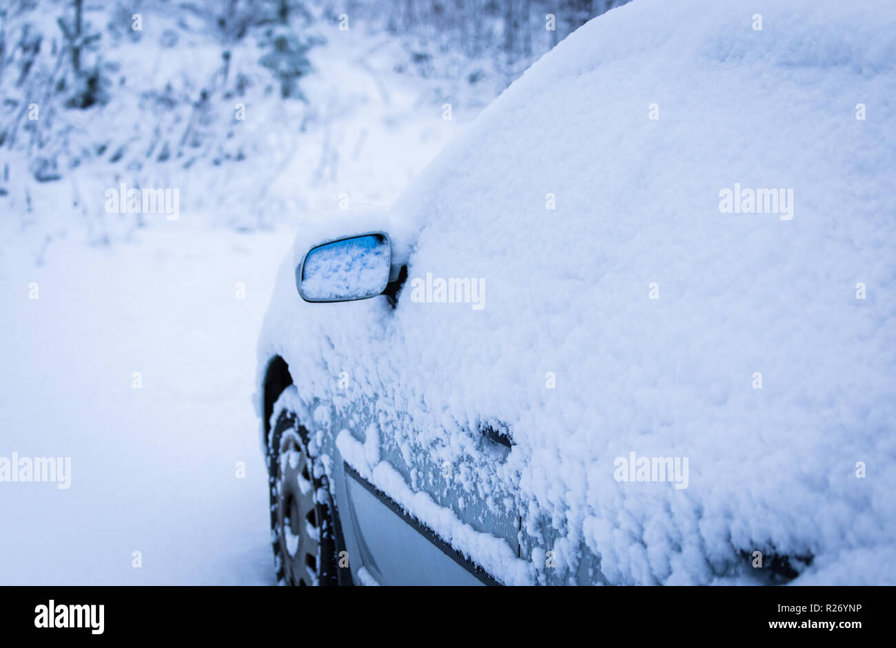 Photo of snowy car Stock Photo - Alamy