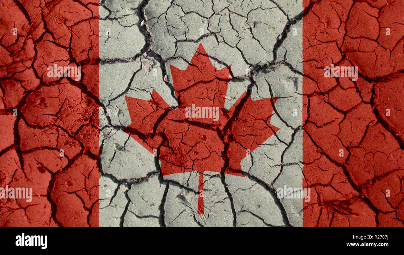 Political Crisis Or Environmental Concept: Mud Cracks With Canada Flag ...