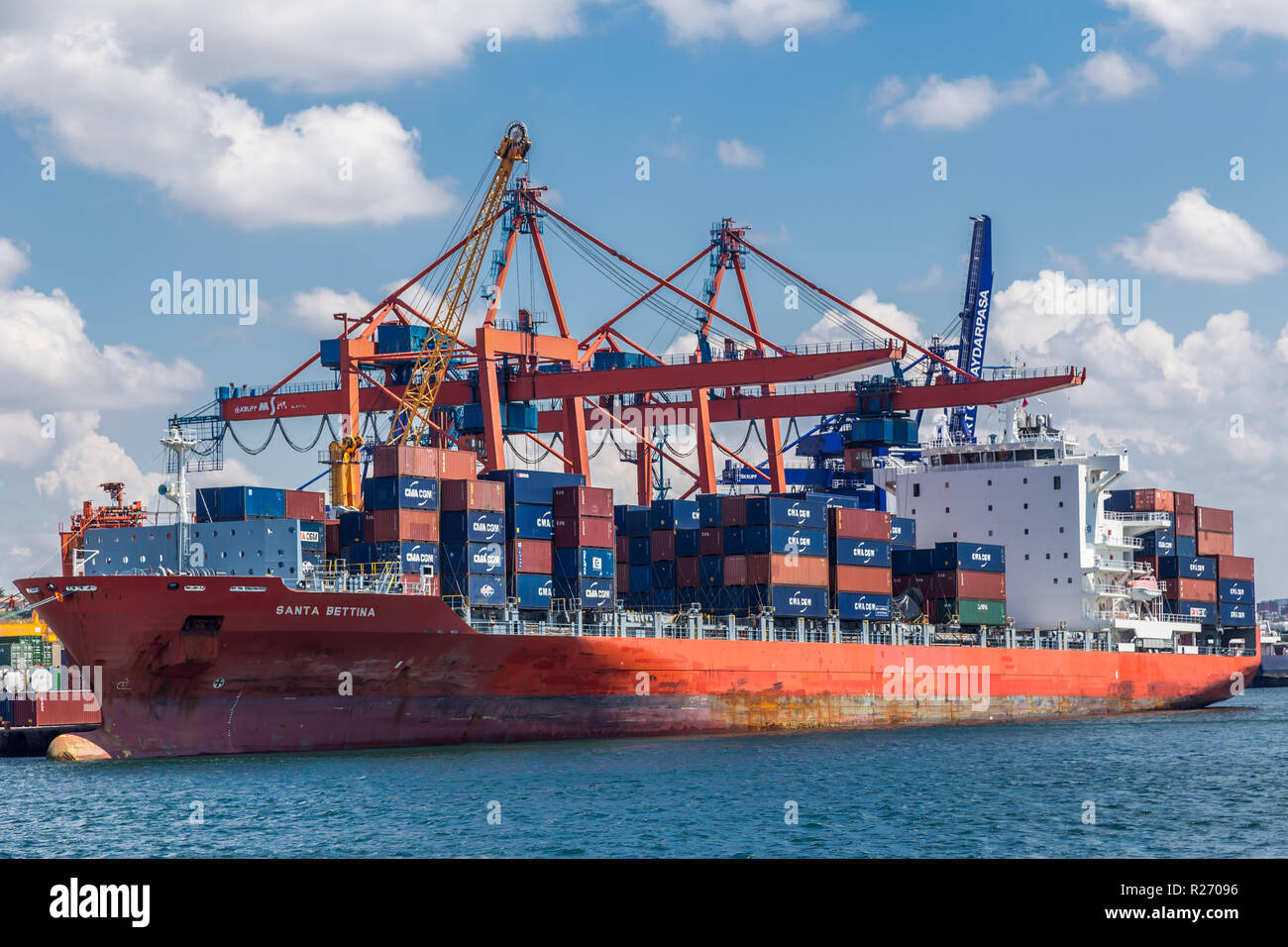 Istanbul, Turkey, June 9, 2013: Container ship in Haydarpasa Container ...