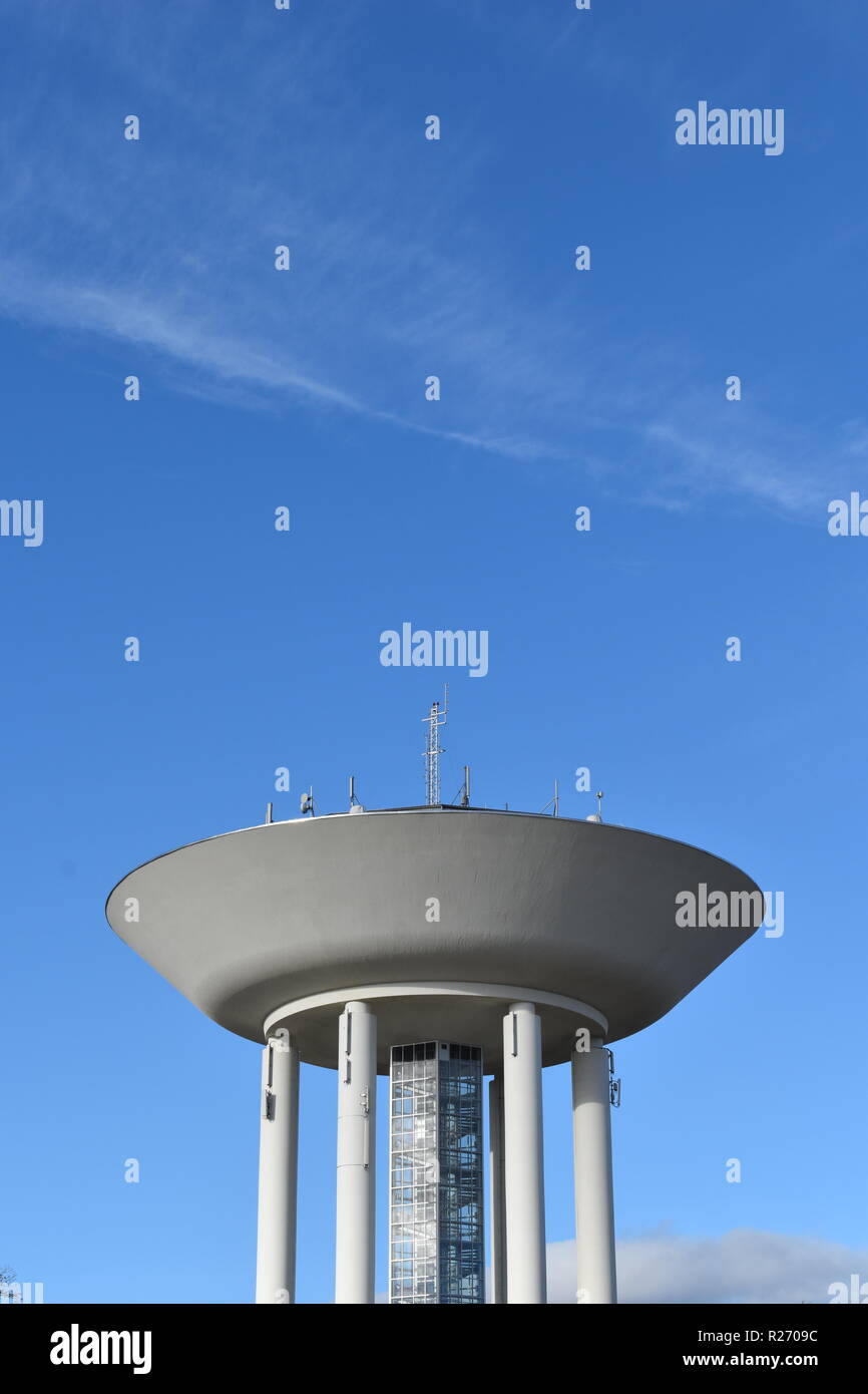 Water tower shaped like a UFO in Kalmar Sweden Stock Photo - Alamy
