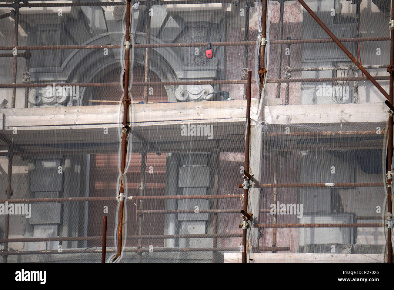 scaffolding on building restoration in Genoa, Italy Stock Photo - Alamy