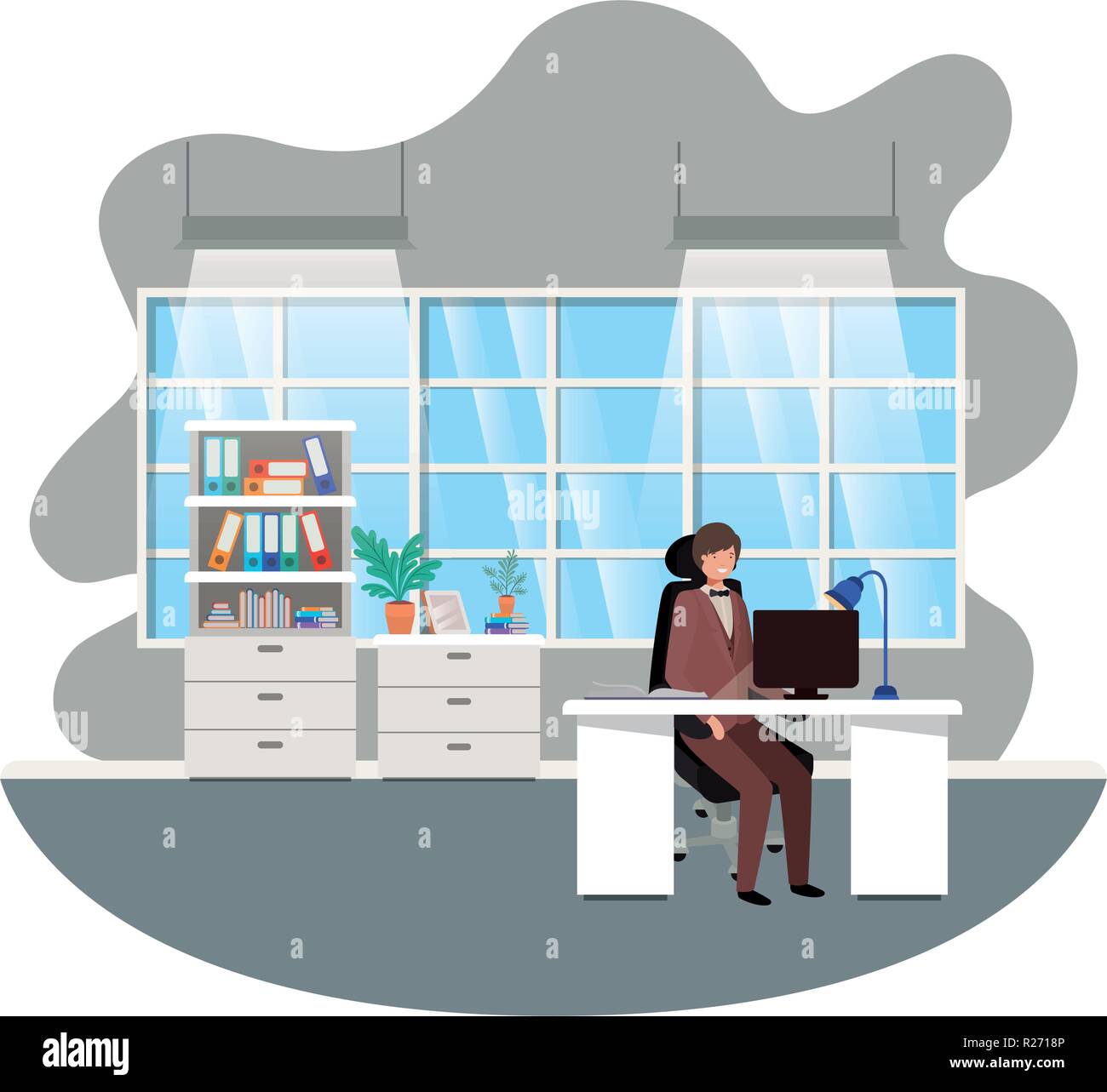 businessman in the work office avatar character Stock Vector Image ...