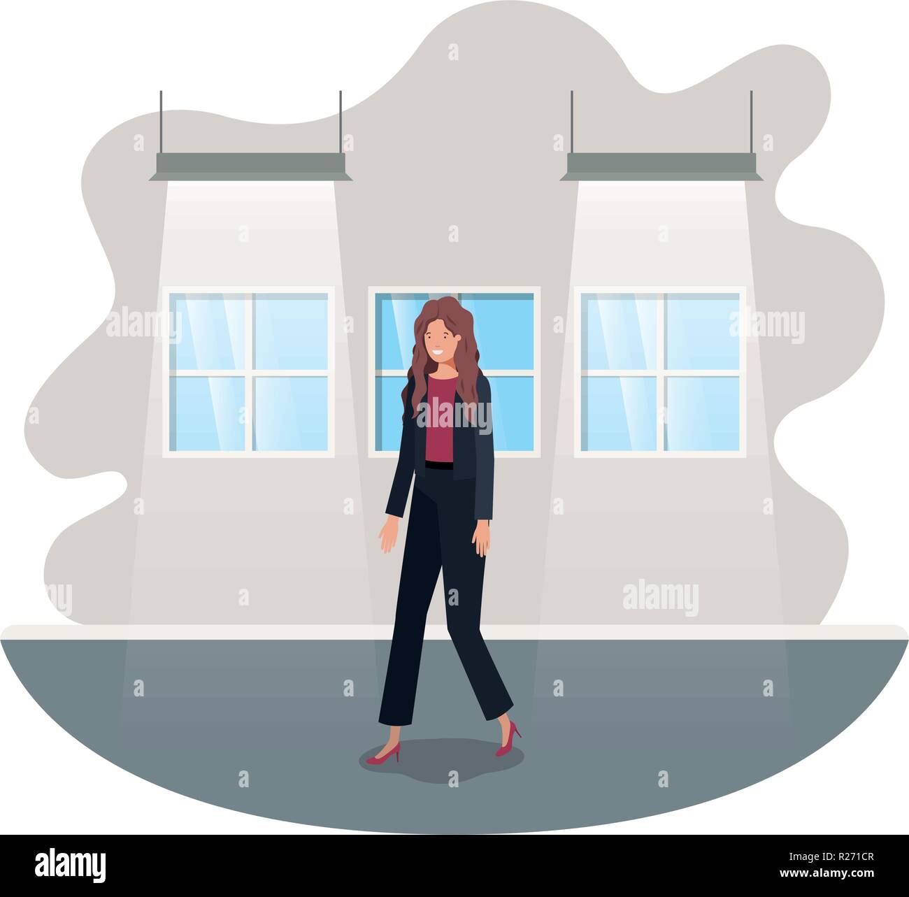 businesswoman with wall and windows avatar character Stock Vector Image ...