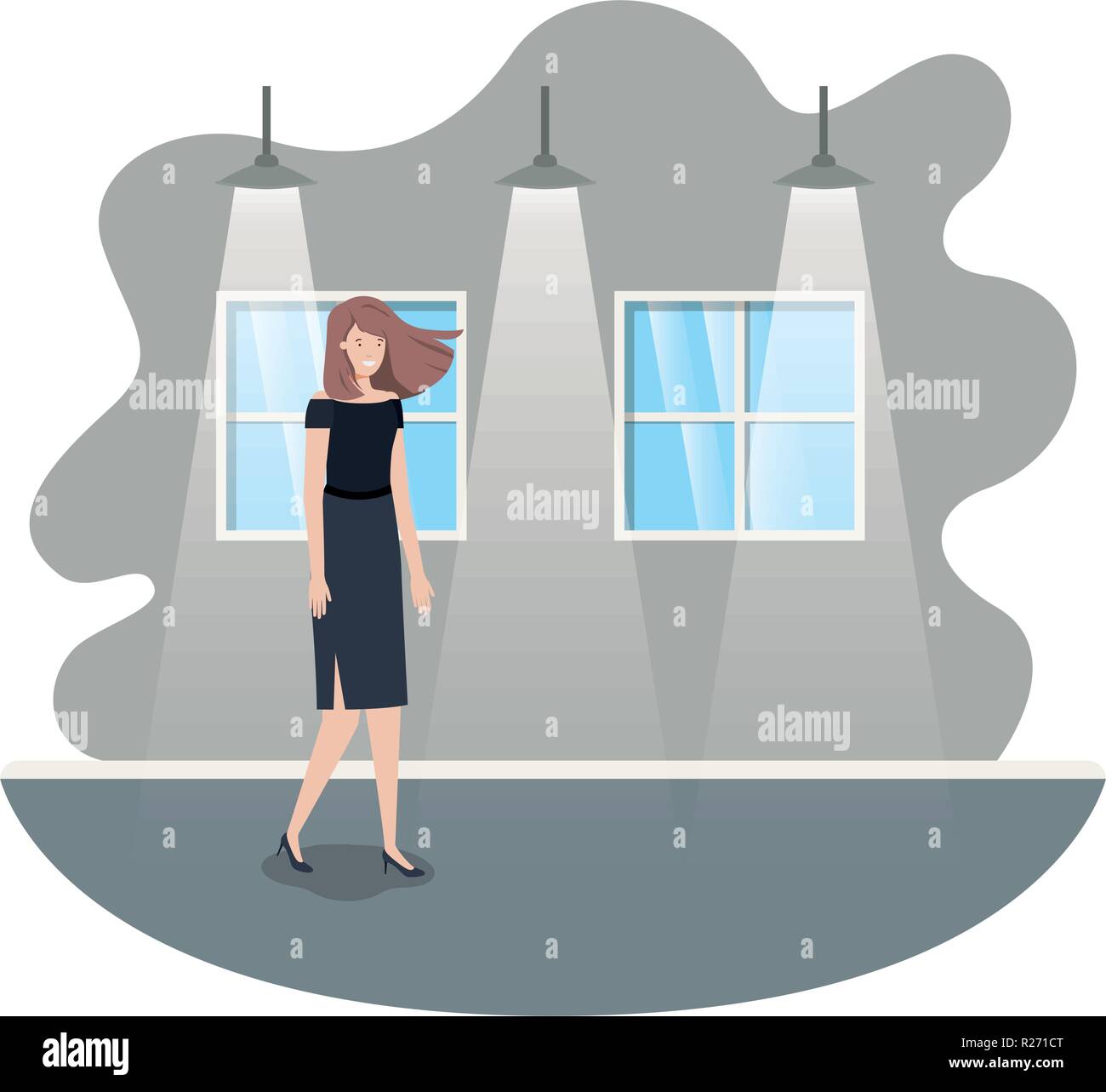 businesswoman with wall and windows avatar character Stock Vector Image ...