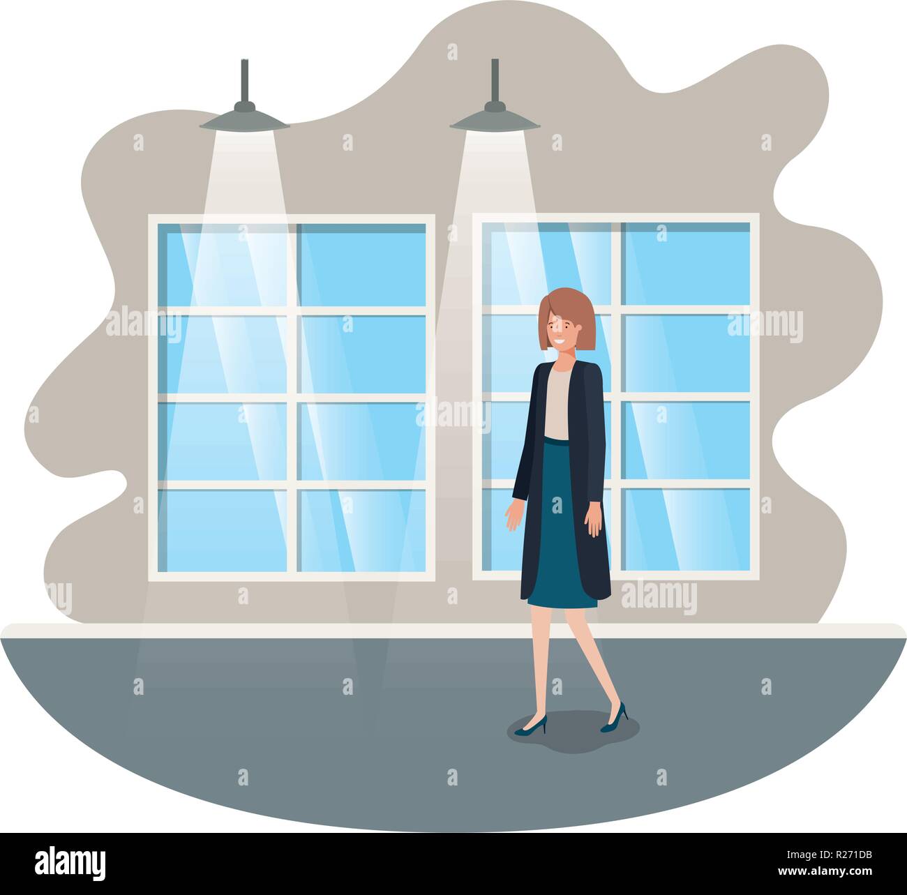 businesswoman with wall and windows avatar character Stock Vector Image ...