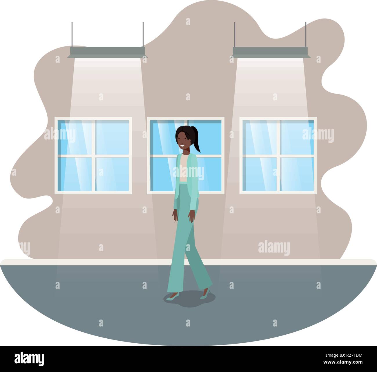businesswoman with wall and windows avatar character Stock Vector Image ...