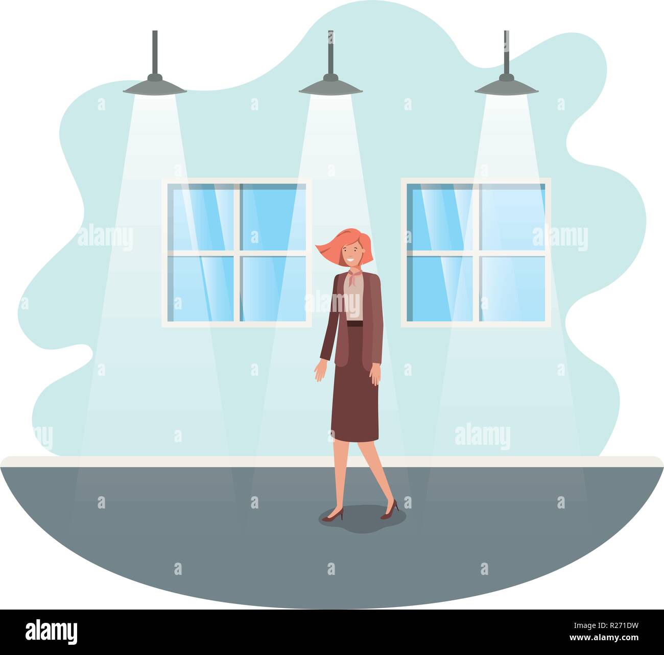businesswoman with wall and windows avatar character Stock Vector Image ...