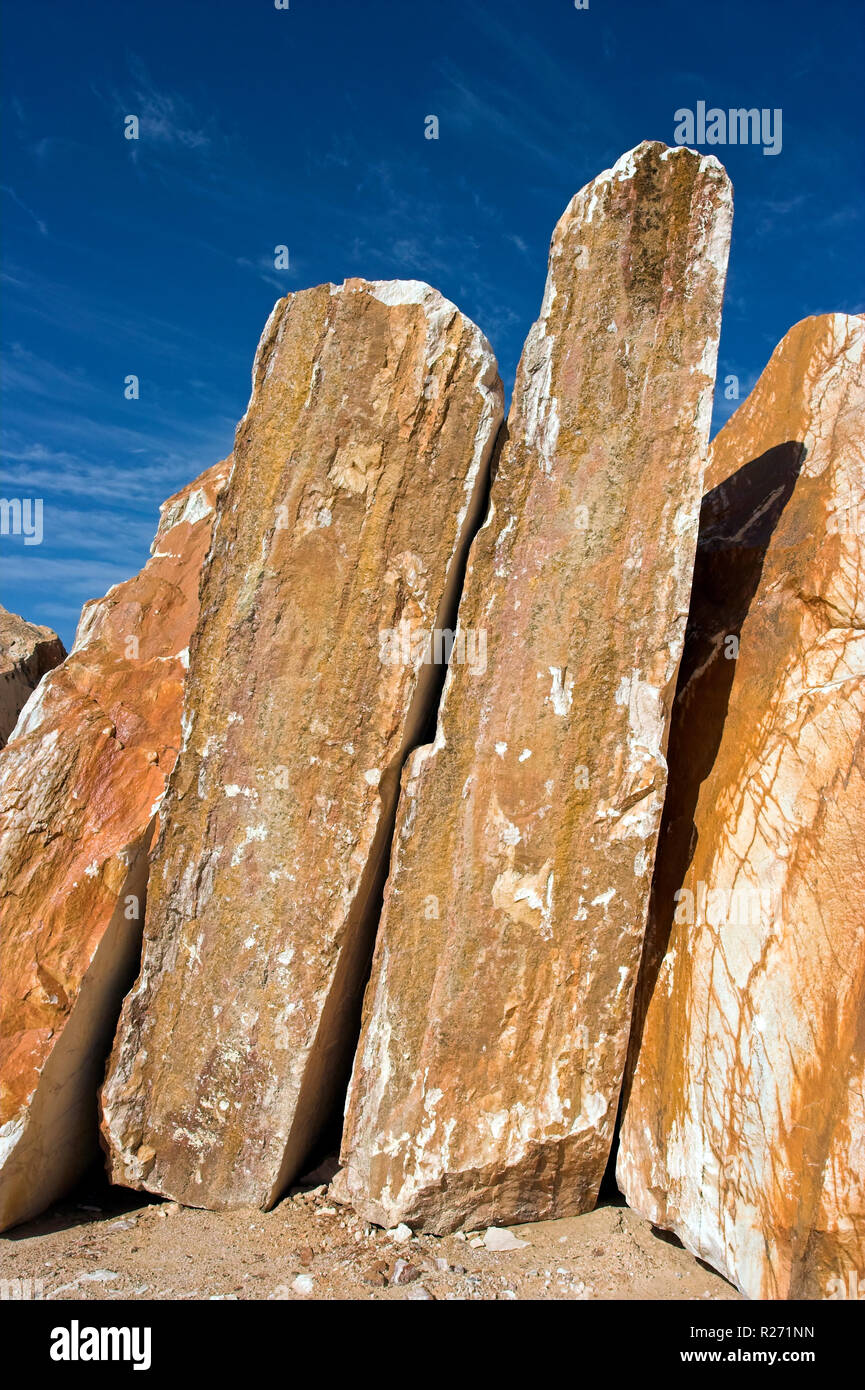 Big blocks of raw marble in a quarry in Estremoz (Alentejo - Portugal ...