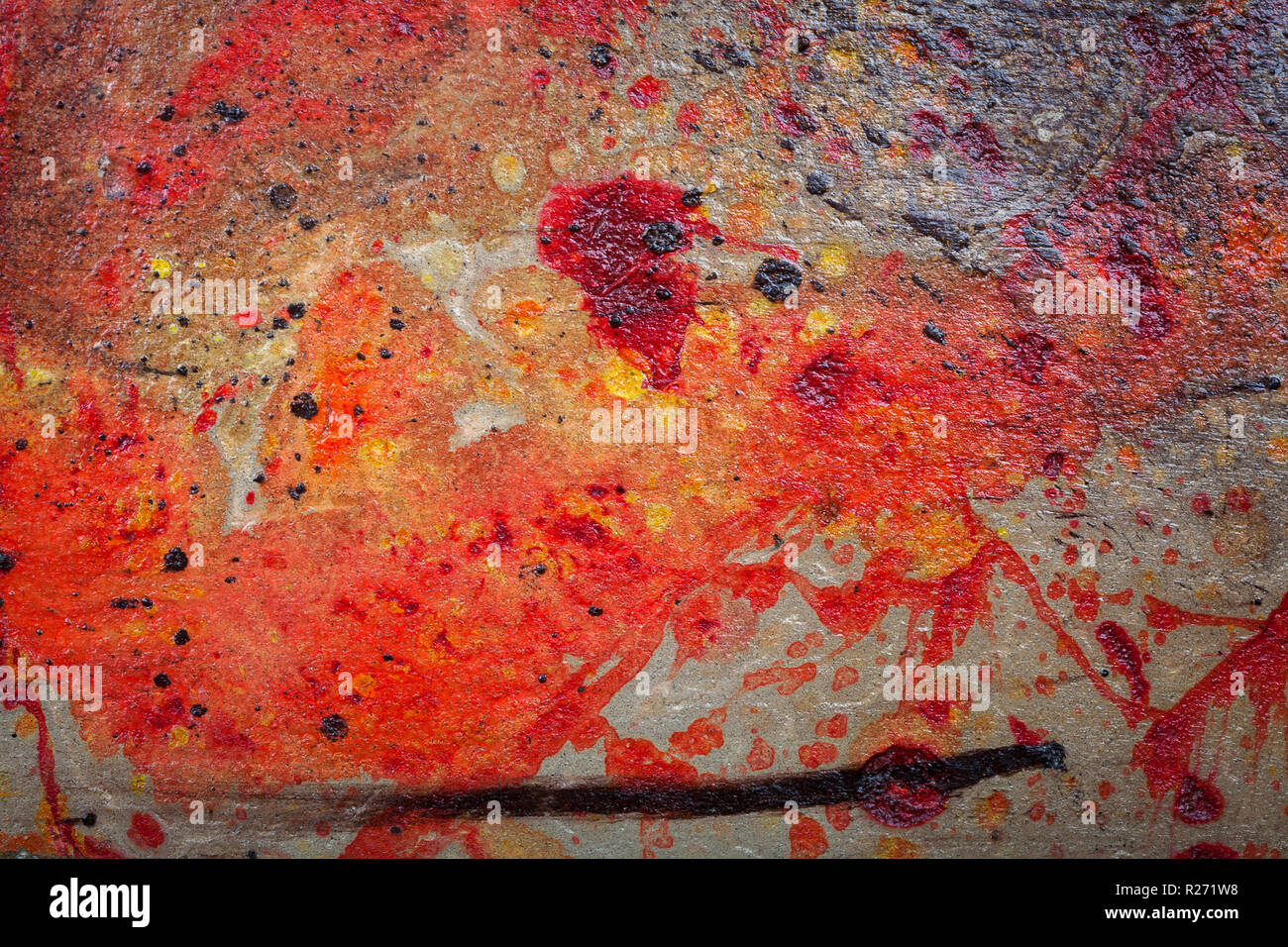 Yellow brown and red messy wall stucco texture background. Decorative ...