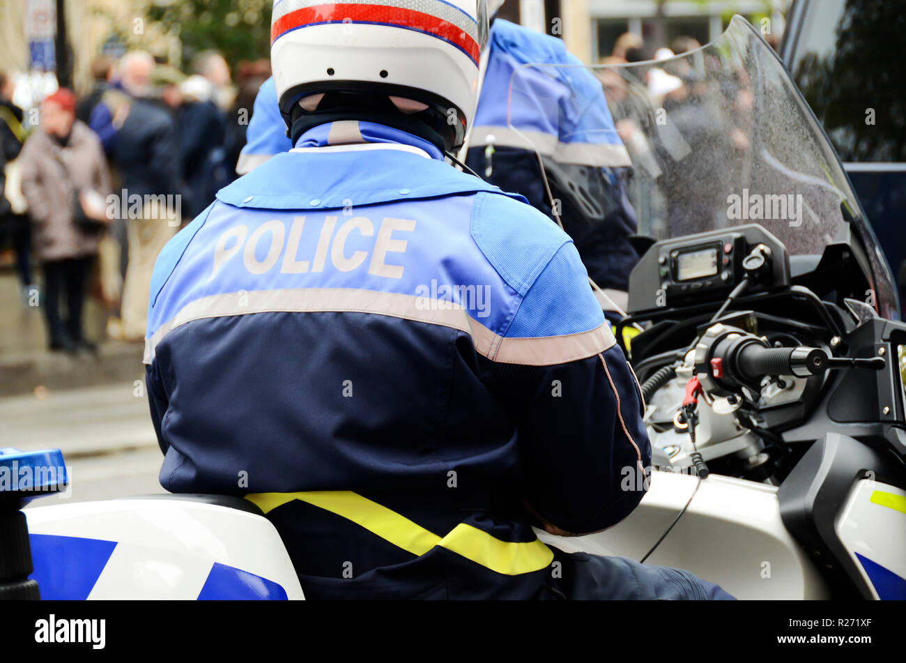 french policeman motorcyclist guarding the city Stock Photo - Alamy