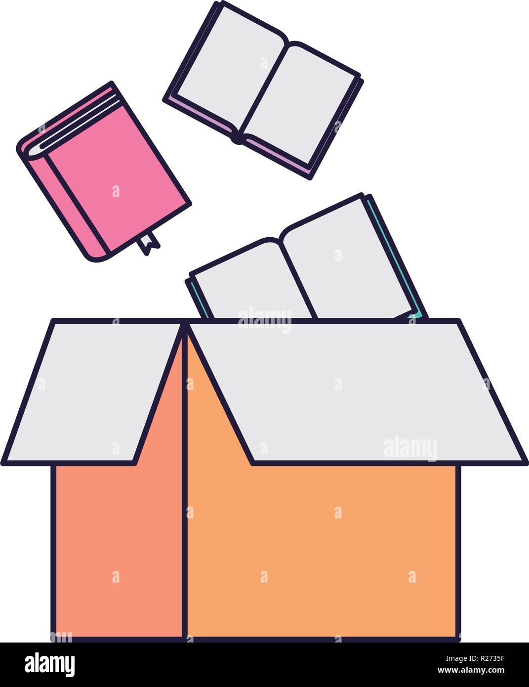cardboard box with books isolated icon Stock Vector Image & Art - Alamy