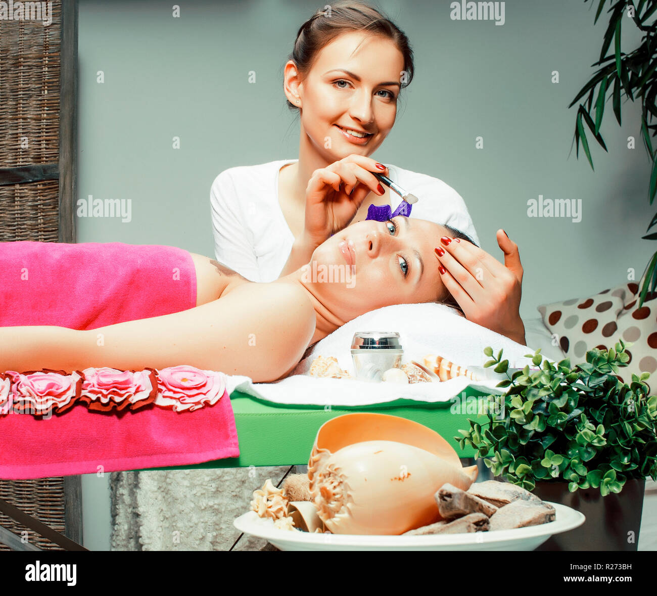 stock photo attractive lady getting spa treatment in salon, heal Stock ...