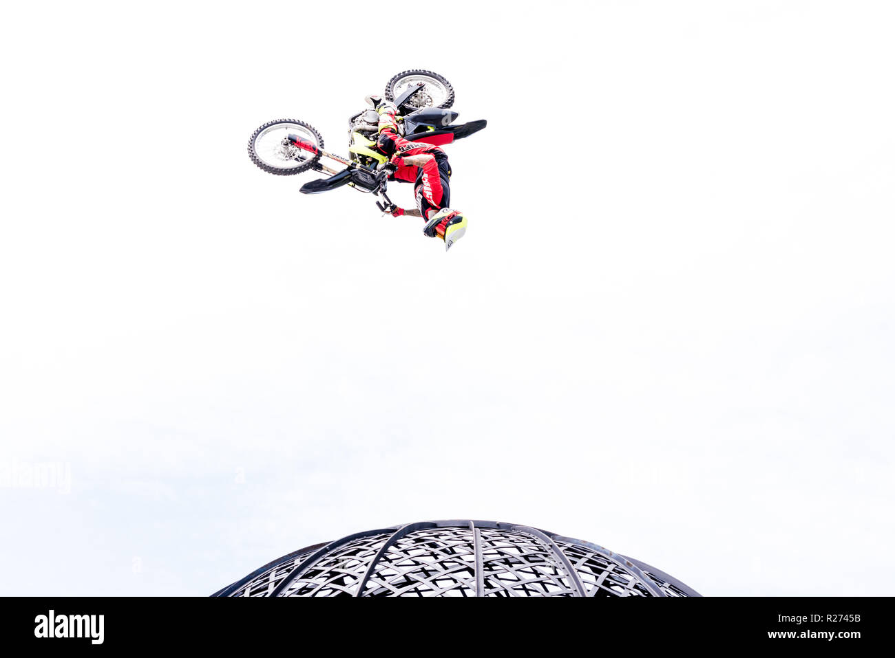 Motorcycle acrobatics performed by Majestic Spectacular at Canoe Lake ...