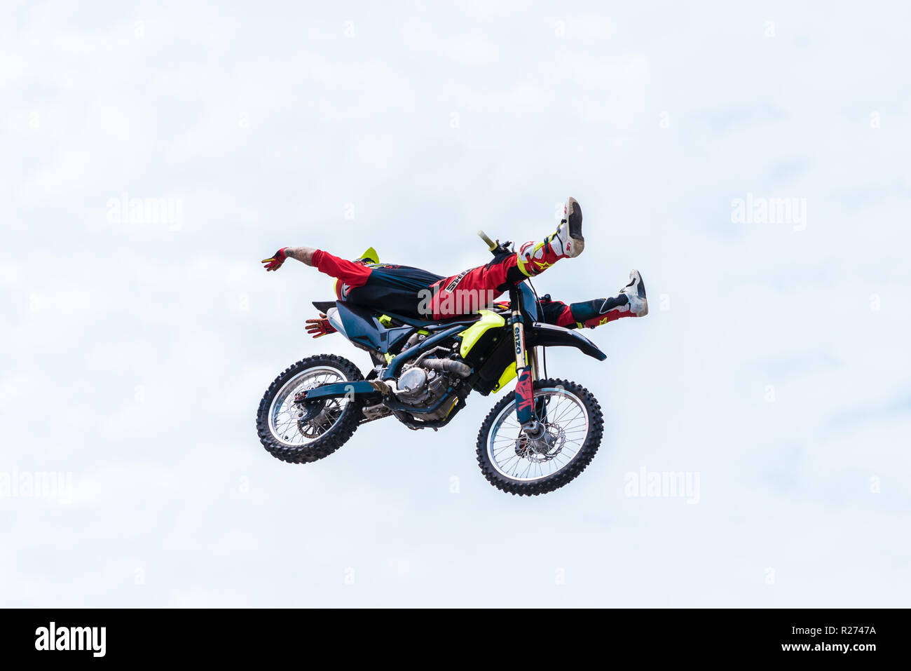 Motorcycle acrobatics performed by Majestic Spectacular at Canoe Lake ...