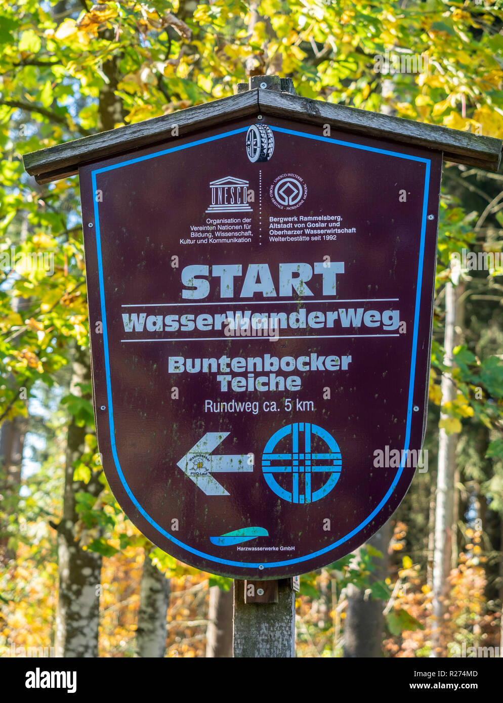Signpost marking the starting point of a walk along a section of the ...