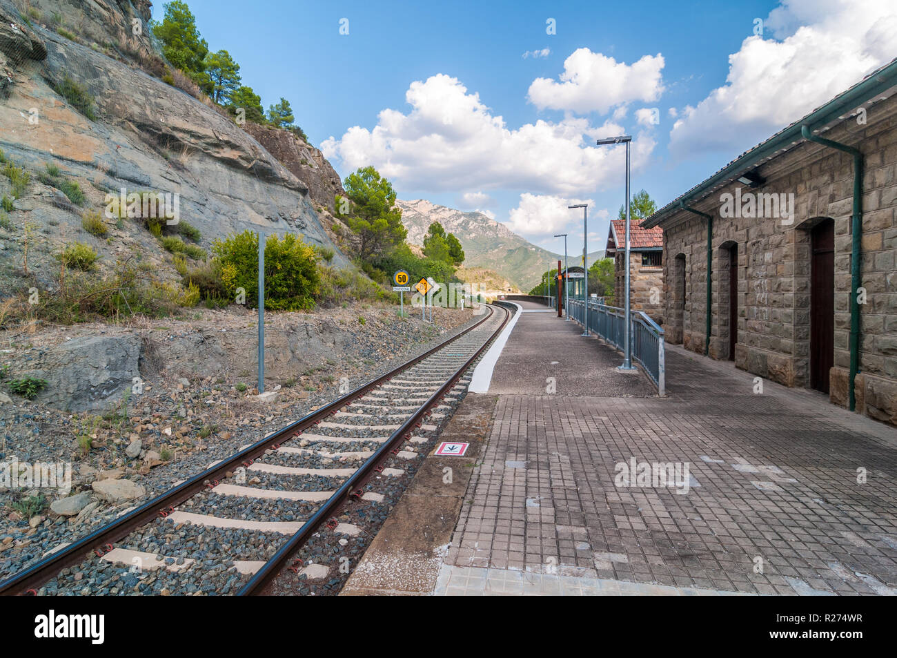train station, municipality of Ager, Catalonia, Spain Stock Photo - Alamy