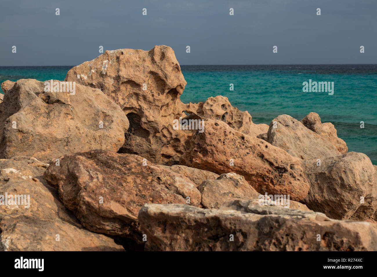 Rocks at beach in mallorca Stock Photo - Alamy