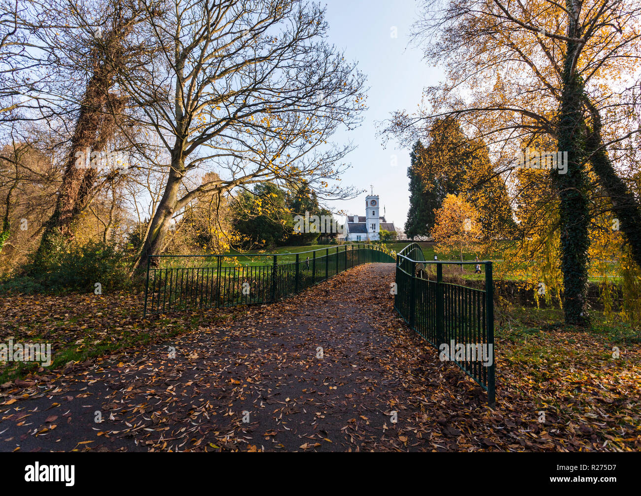 The footbridge across the River Skerne leading to the pavillion and the ...
