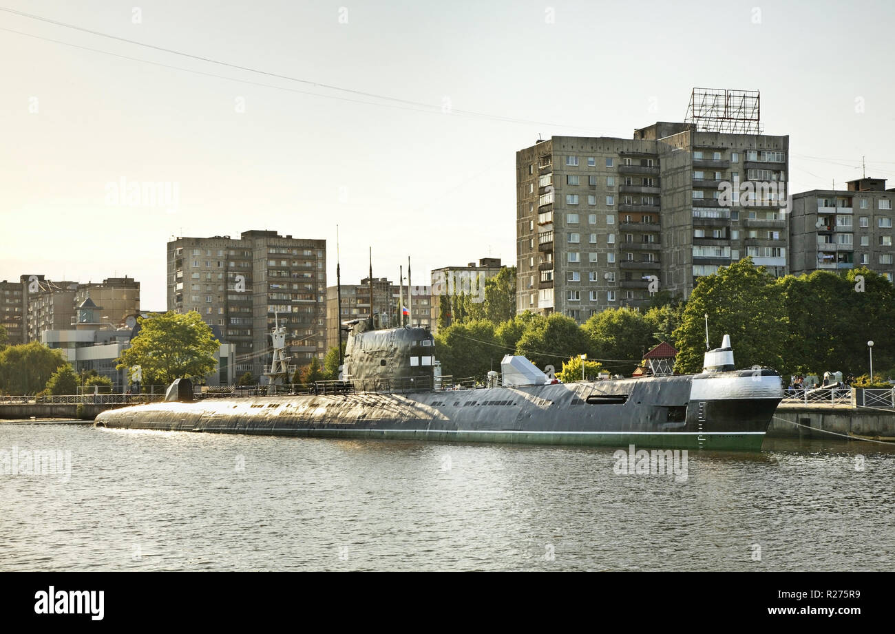 Submarine – museum at Pregolya river in Kaliningrad. Russia Stock Photo ...
