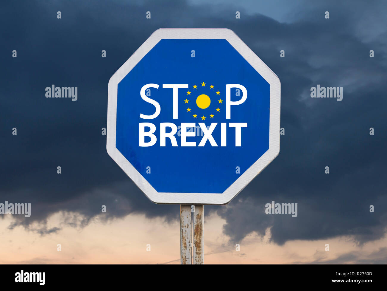 stop brexit sign over sky background Stock Photo - Alamy