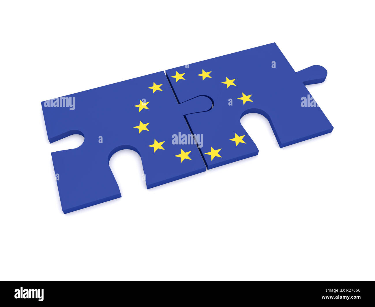 European Union Partnership Concept: Two Puzzle Pieces With EU Flag, 3d ...