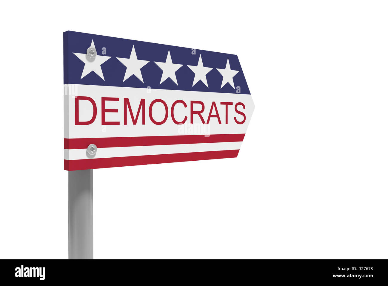 USA Politics Party Concept: Democrats Direction Sign With US Flag, 3d ...