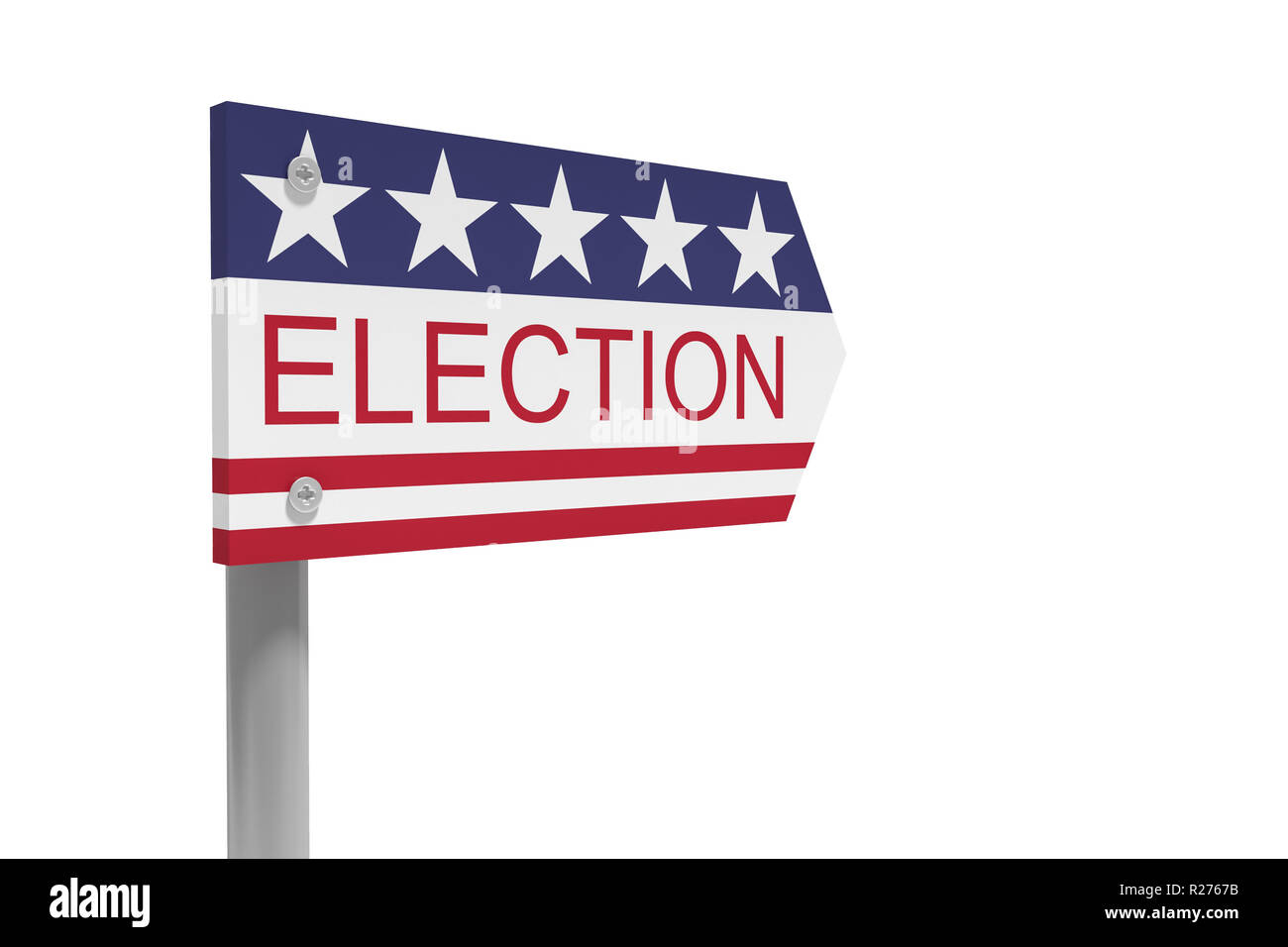 USA Politics Voting Concept: Election Direction Sign With US Flag, 3d ...