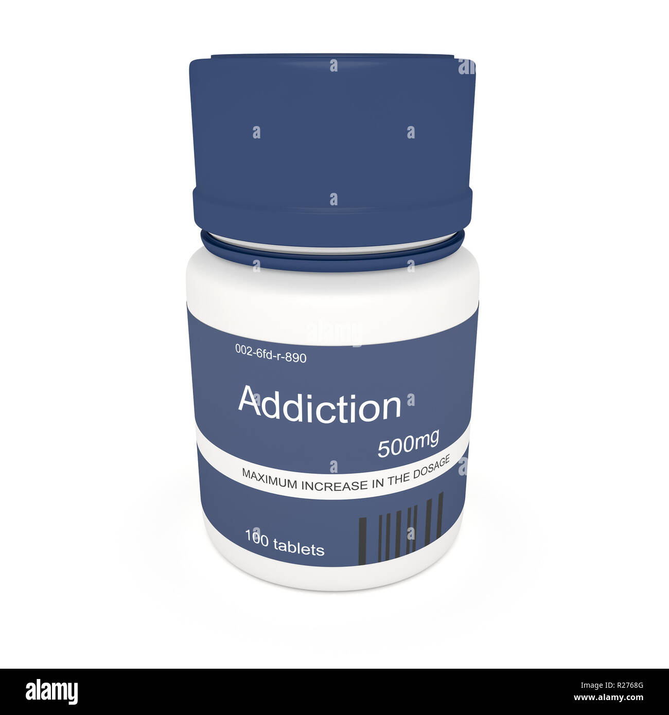 Addiction Concept: Blue Pill Bottle, 3d illustration isolated on white ...