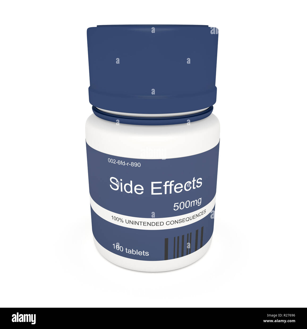 Medicine Concept: Blue Pill Bottle Side Effects, 3d illustration ...