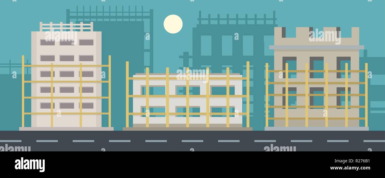 House project banner horizontal. Flat illustration of house project ...