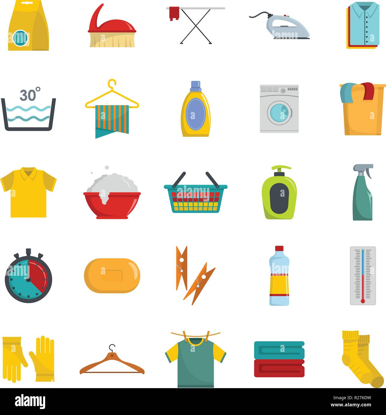 Laundry service icons set. Flat illustration of 25 laundry service vector icons for web Stock ...