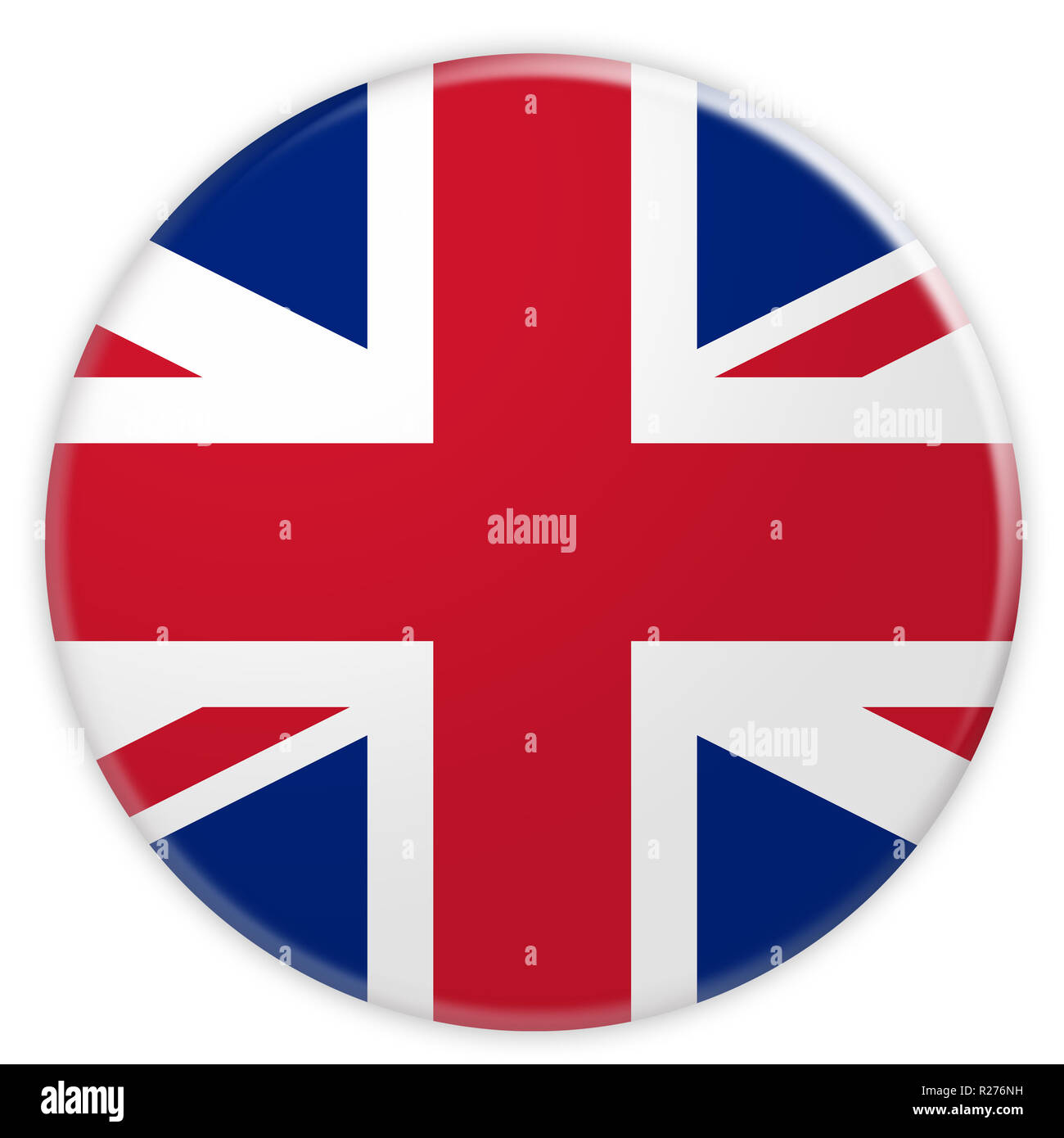 Great Britain Union Jack Flag Button, 3d illustration on white ...