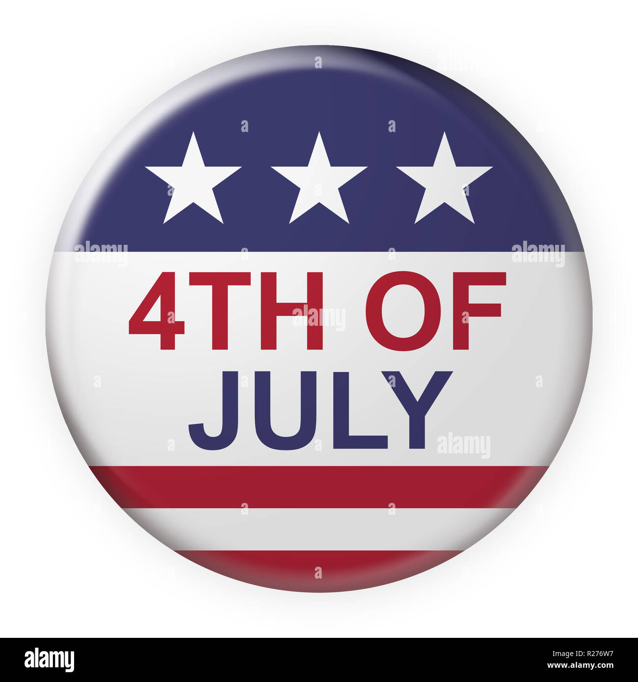Fourth of July Button With US Flag, 3d illustration on white background ...