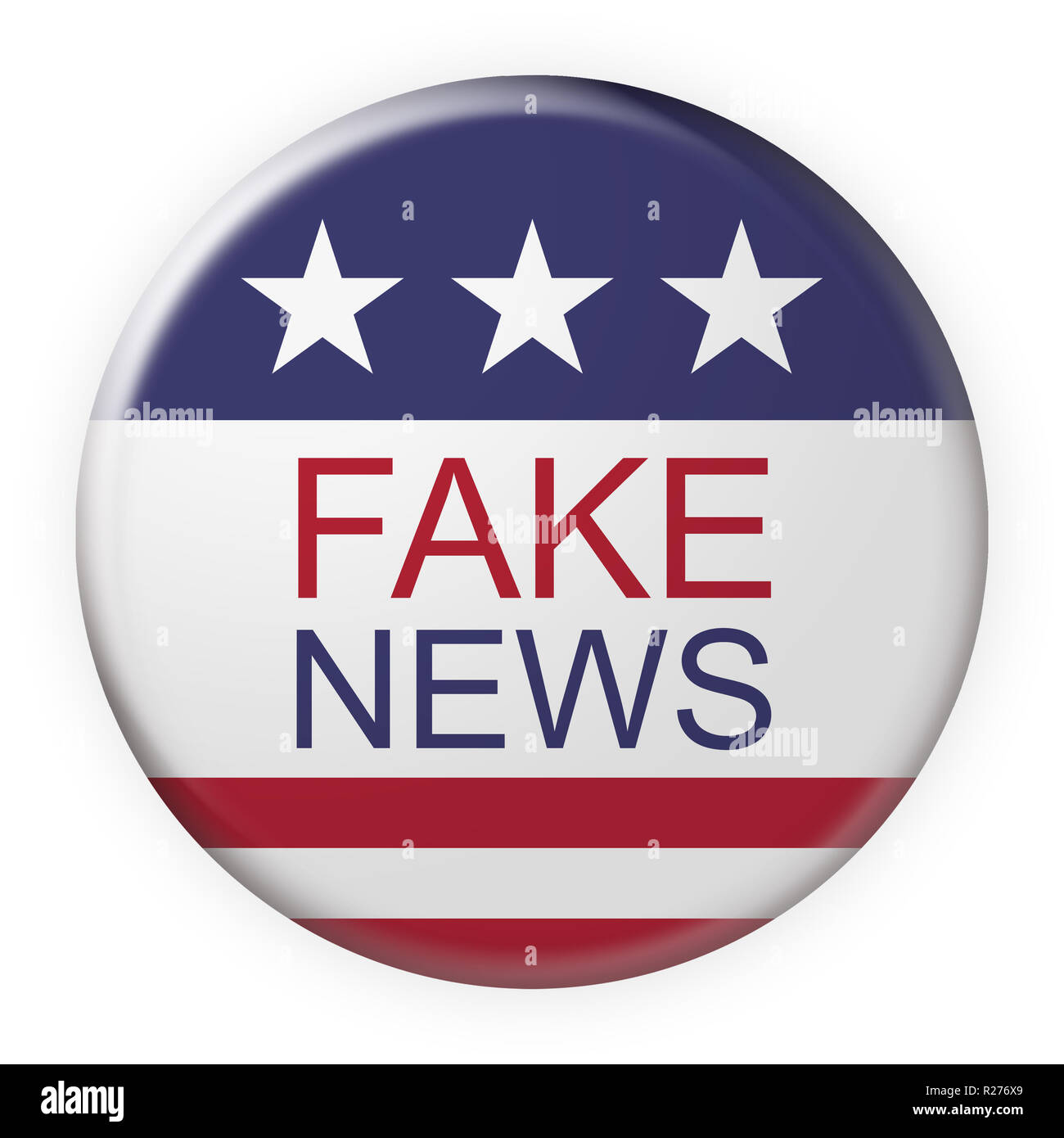 USA Media Concept Badge: Fake News Button With US Flag, 3d illustration ...